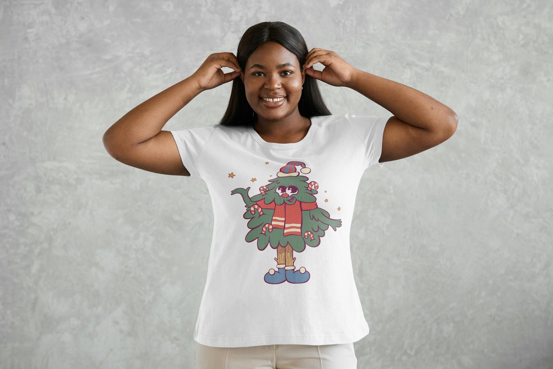 Christmas Tree Character Creation Kit, Retro Groovy Xmas Mascot ...