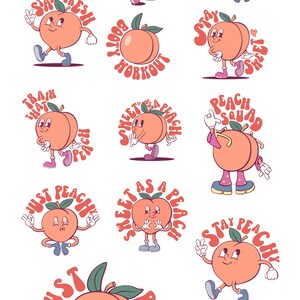 Peach Retro Groovy Mascot Clipart Download, Just Peachy Sublimation ...