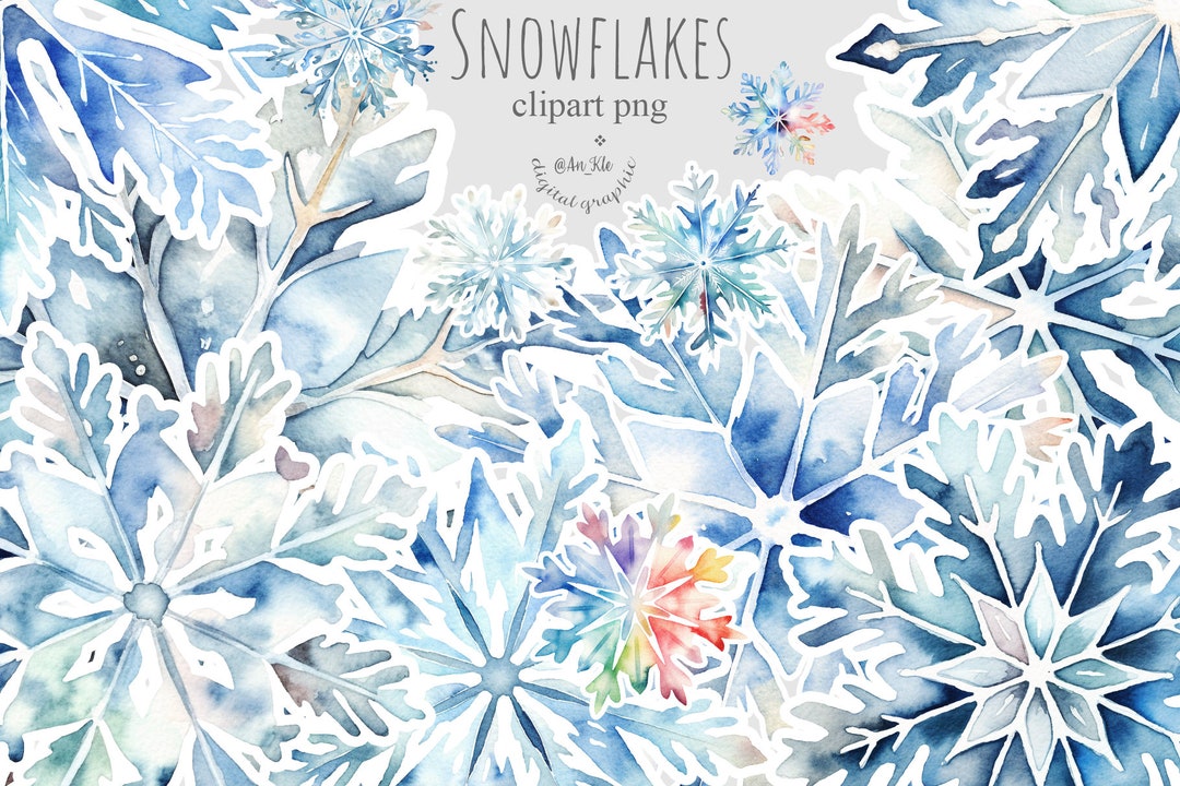 Watercolor Snowflakes Clipart Bundle Digital Download Winter - Etsy