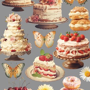 Vintage Bakery Collage Elements PNG Digital Download, Retro Poster, 60s ...