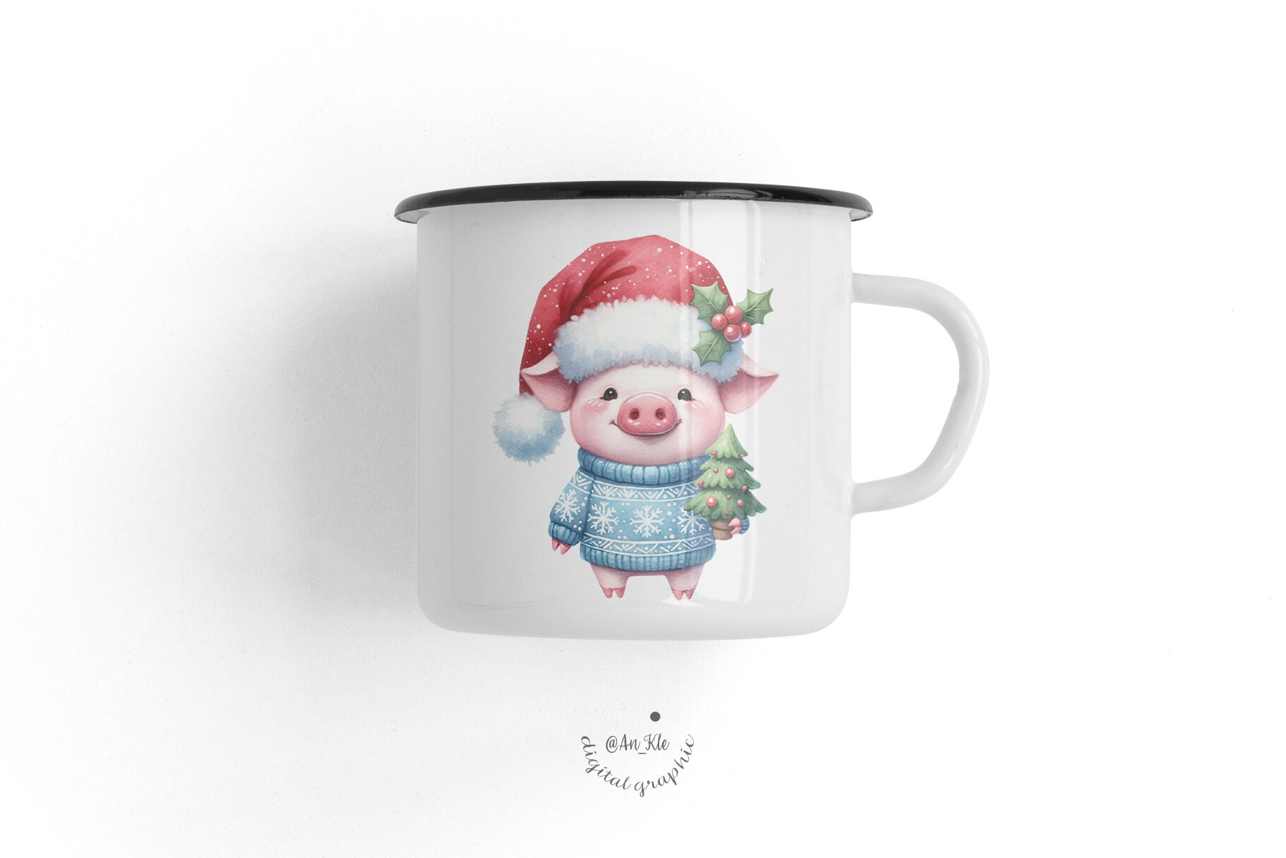 Cute Christmas Pig Clipart Png Digital Download, Rural Christmas, Farm ...