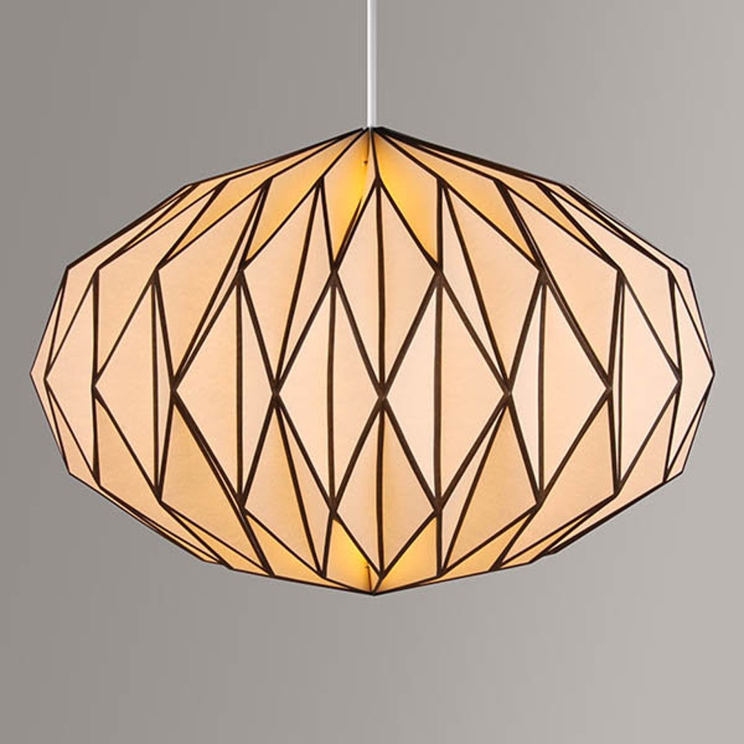 Pinstripe Oval Origami Paper Lampshade - Etsy UK