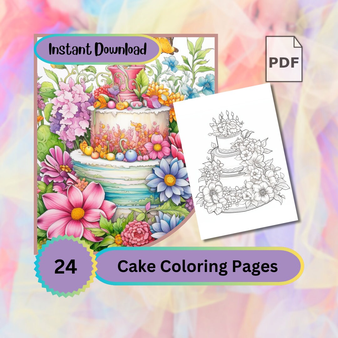 Fun Cake Coloring Pages Pdf24,birthday Party Activity Sheet Digital ...