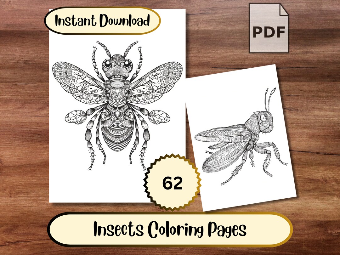 Insects Coloring Pages, 62 Printable Pages, Instant Download, Unique ...