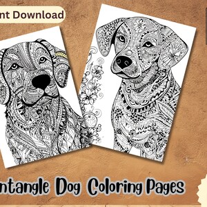 Zentangle Dog Coloring Pages Instant Download for Relaxing Coloring 21 ...