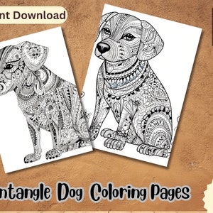 Zentangle Dog Coloring Pages Instant Download for Relaxing Coloring 21 ...