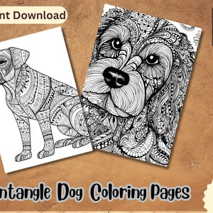Zentangle Dog Coloring Pages Instant Download for Relaxing Coloring 21 ...