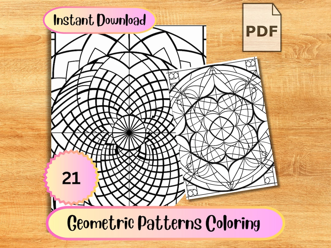Geometric Patterns Coloring Pages Collection 21 Pdf Pages Mindfulness ...