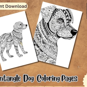 Zentangle Dog Coloring Pages Instant Download for Relaxing Coloring 21 ...