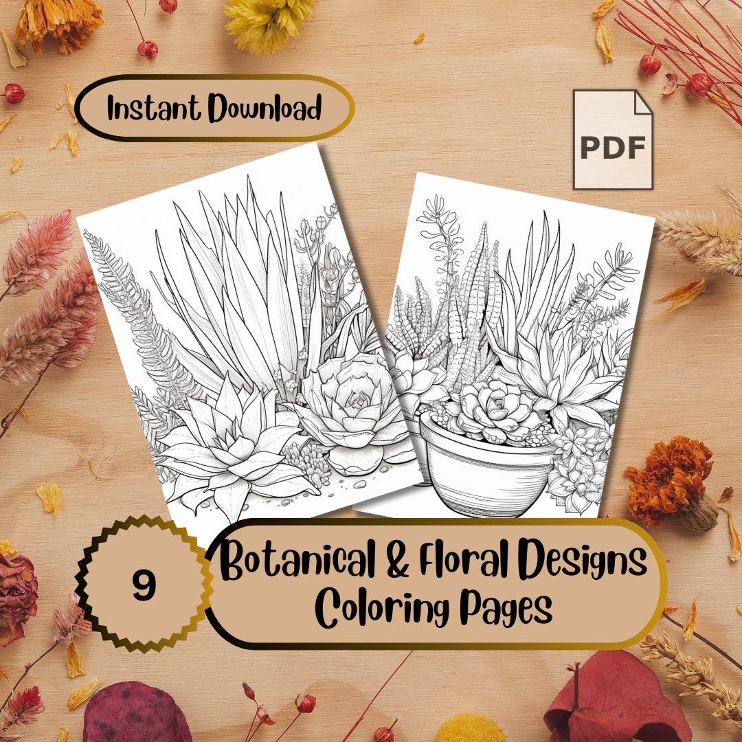 Floral and Botanical Coloring Pages for Adults Printable Adult Coloring ...