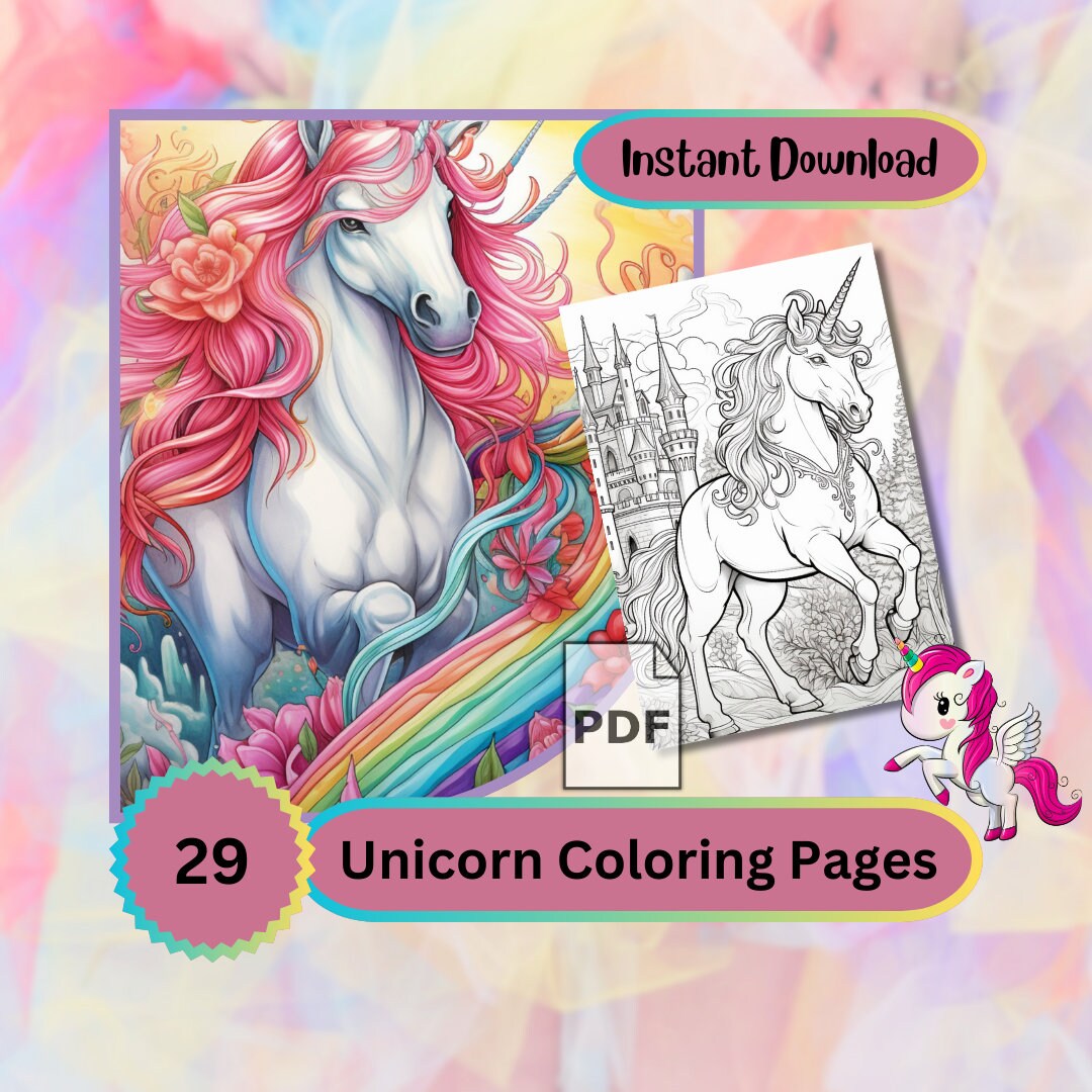 Rainbow Unicorn Coloring Page, Fantasy Coloring Sheet Rainbow Coloring ...