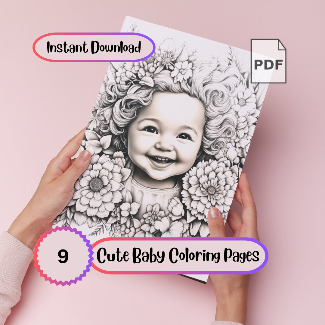 Cute Baby Coloring Pages 9 Pages of Printable PDF, Instant Download ...