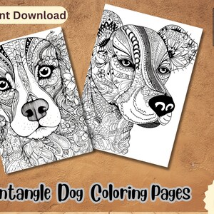 Zentangle Dog Coloring Pages Instant Download for Relaxing Coloring 21 ...