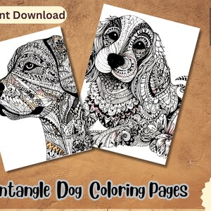 Zentangle Dog Coloring Pages Instant Download for Relaxing Coloring 21 ...