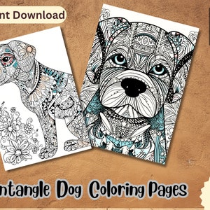 Zentangle Dog Coloring Pages Instant Download for Relaxing Coloring 21 ...
