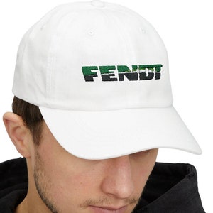 Embroidered Fendt Logo Classic Dad Cap, Vintage Antique Brass Buckle ...