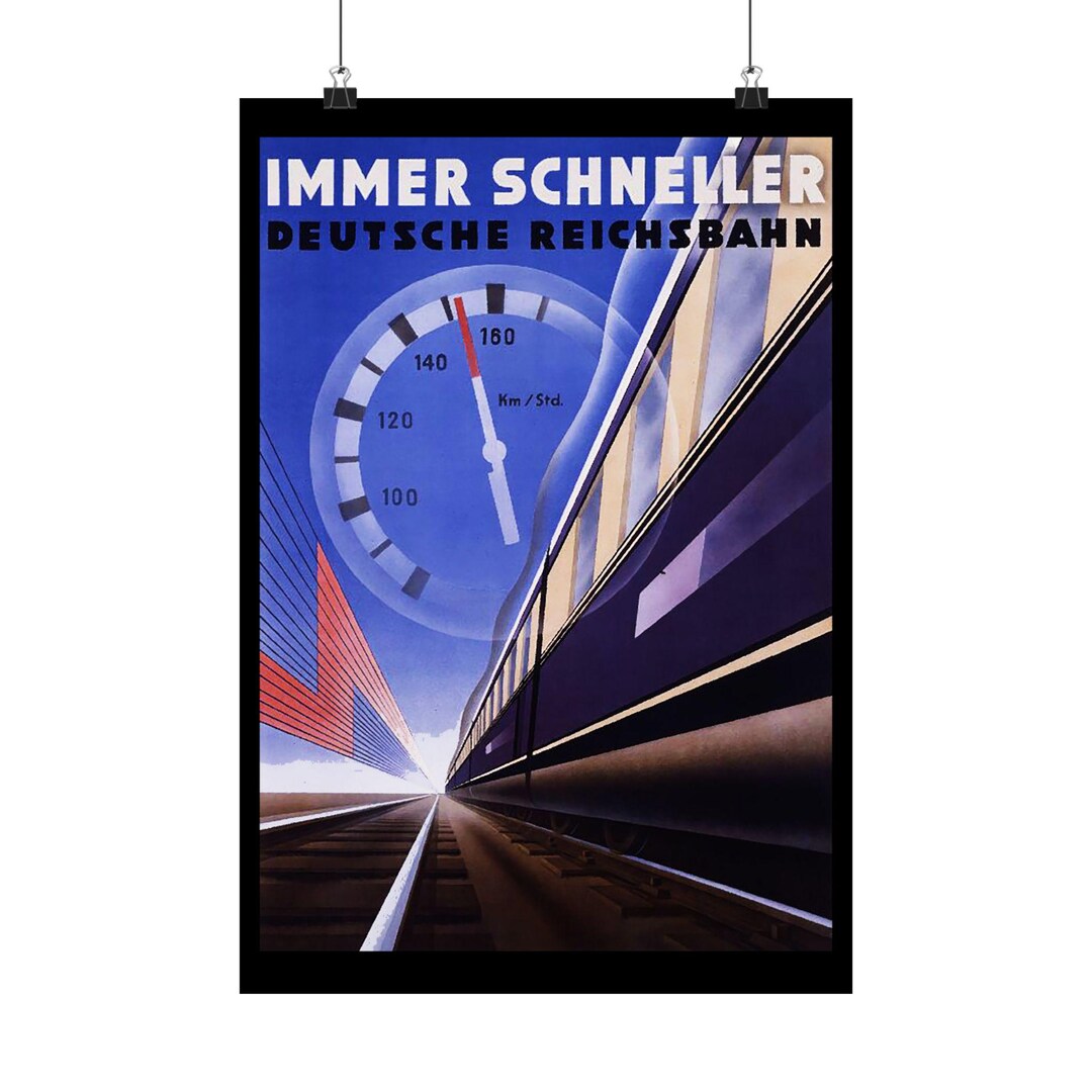 Deutsche Reichsbahn Art Deco Train Poster: 1930s Speedometer Print - Etsy