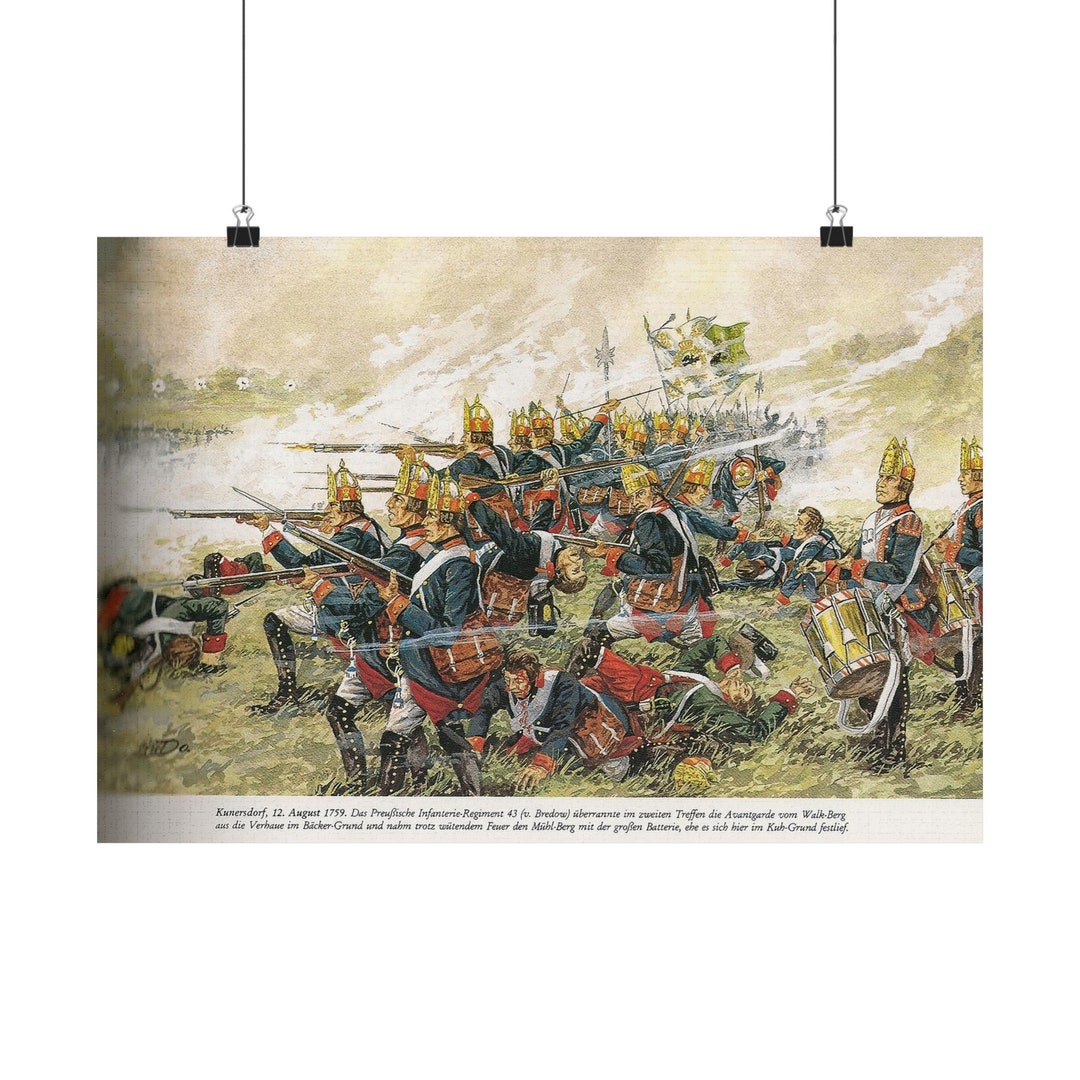 Prussian Infantry at Kunersdorf, 1759...matte Paper Poster...a Rare ...