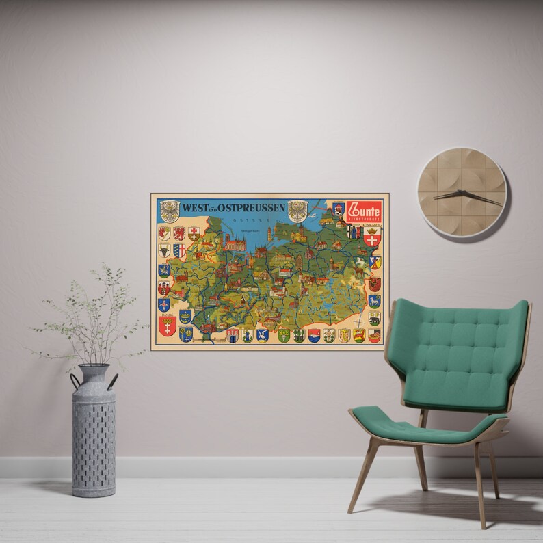 Pictorial Map of East and West Prussia, 1937...matte Poster - Etsy