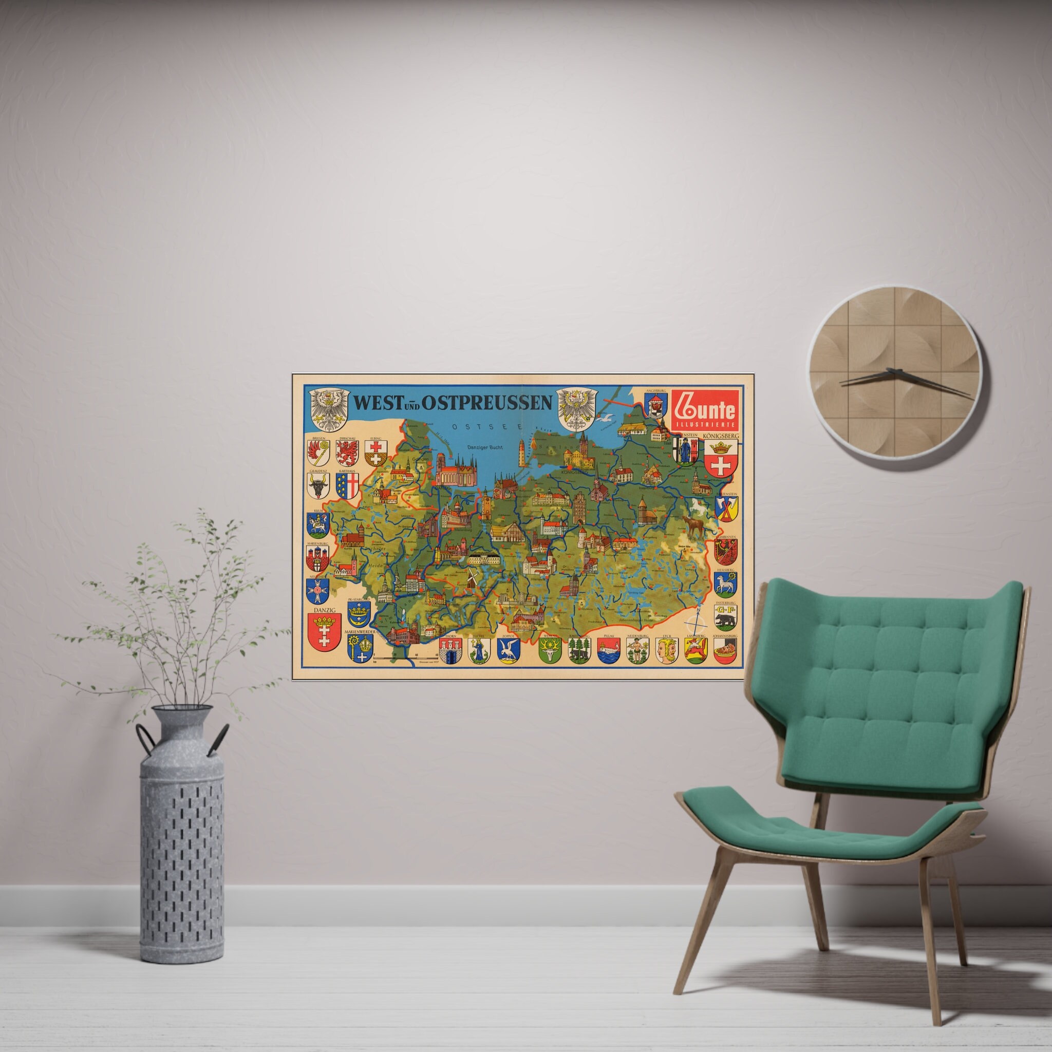 Pictorial Map of East and West Prussia, 1937...matte Poster - Etsy