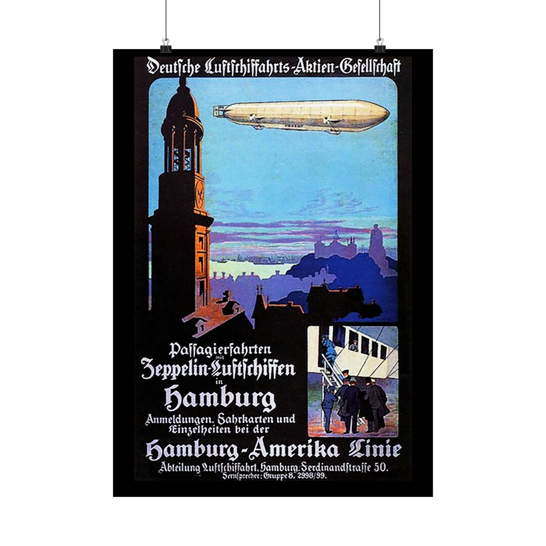 Hamburg 1910 Zeppelin Airship Ad...matte Vertical Posters - Etsy