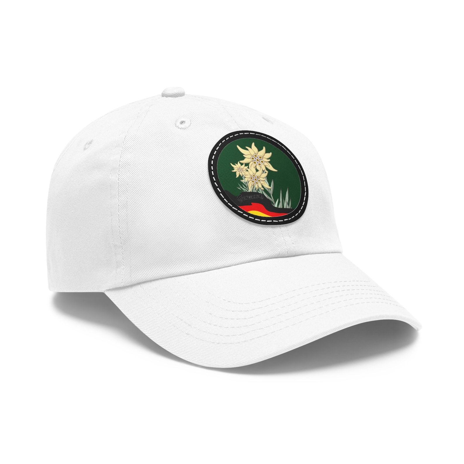 Edelweiss With German Flag ...dad Hat With Leather Patch (round) - Etsy