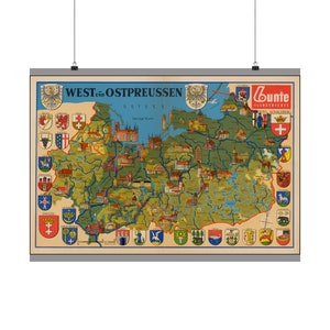 Pictorial Map of East and West Prussia, 1937...matte Poster - Etsy