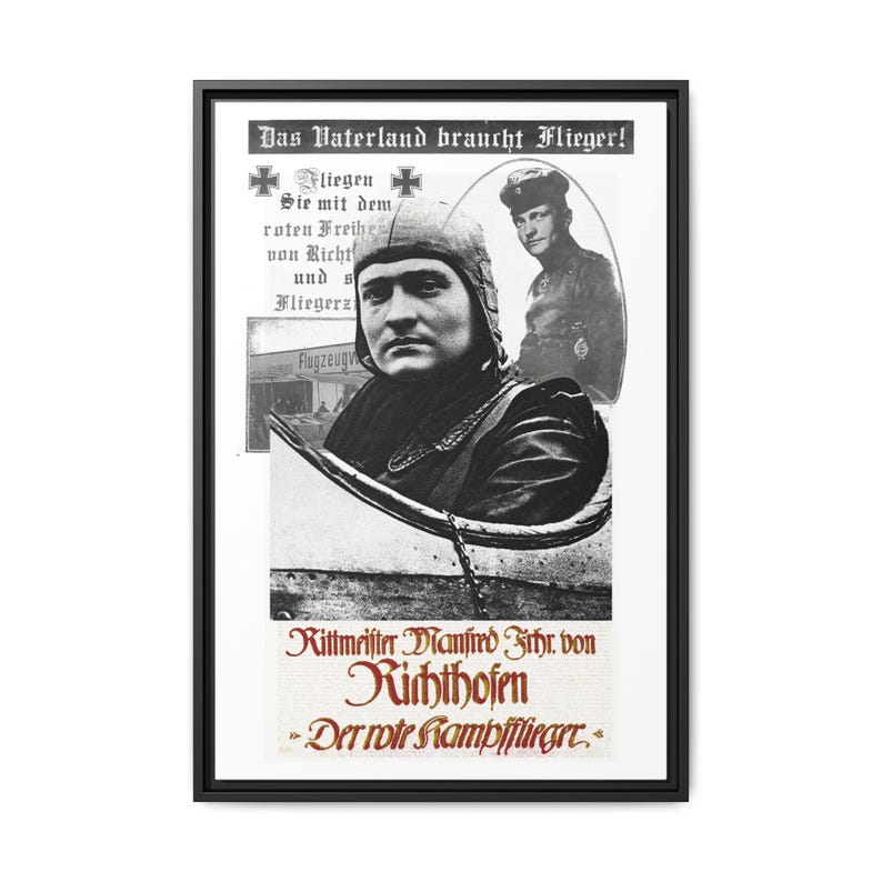 Red Baron Richthofen Framed Canvas, WWI Fighter Pilot - Etsy
