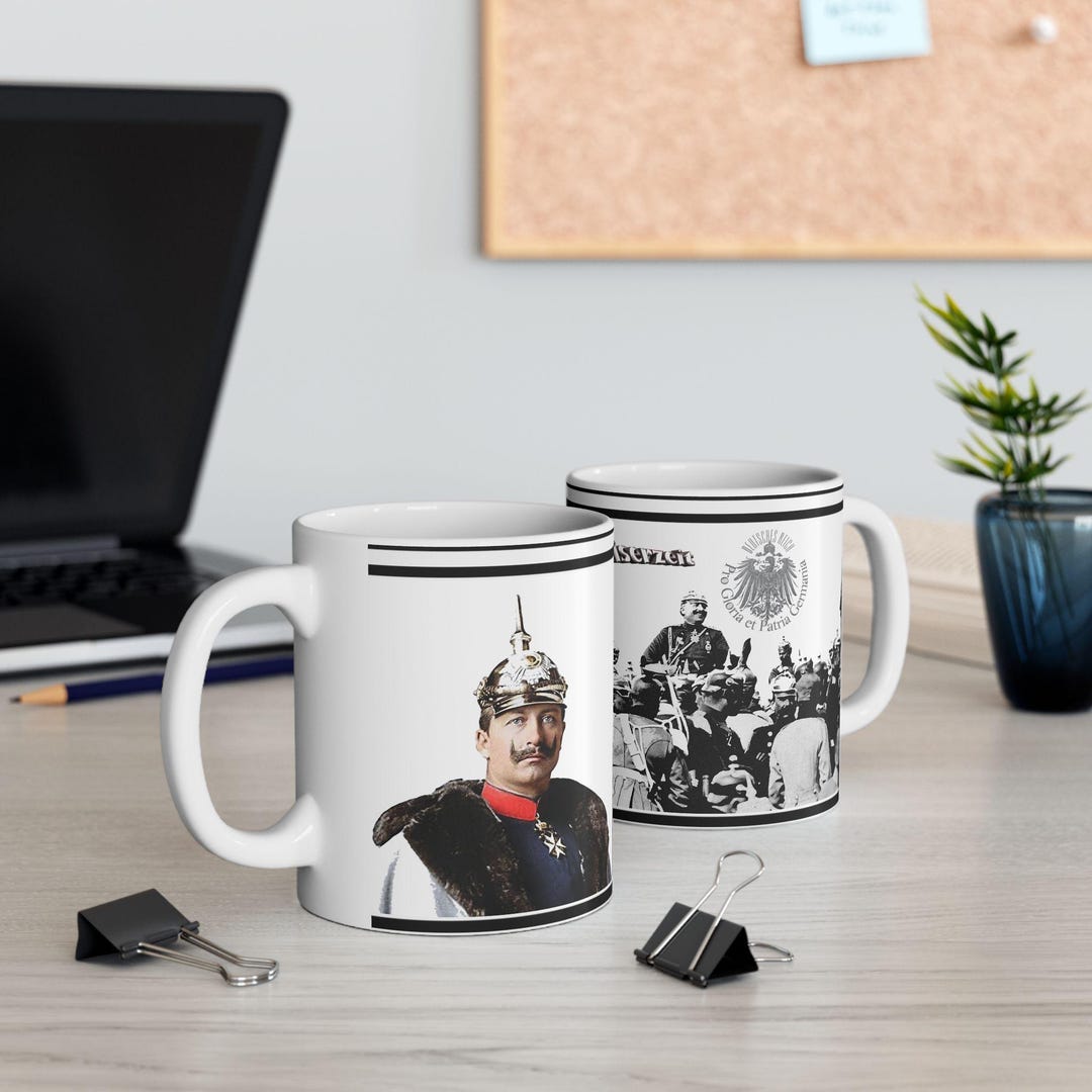 Kaiser Wilhelm II Portrait Mug, German Emperor Historical Coffee Cup, Pickelhaube Helmet Tea Mug ...