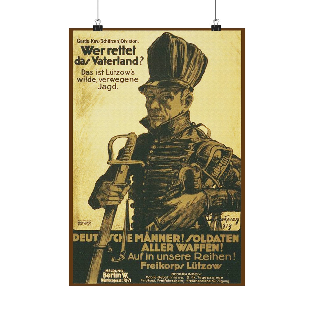 Freikorps Lützow, 1919...premium Matte Poster, Image of Cavalry Leader ...