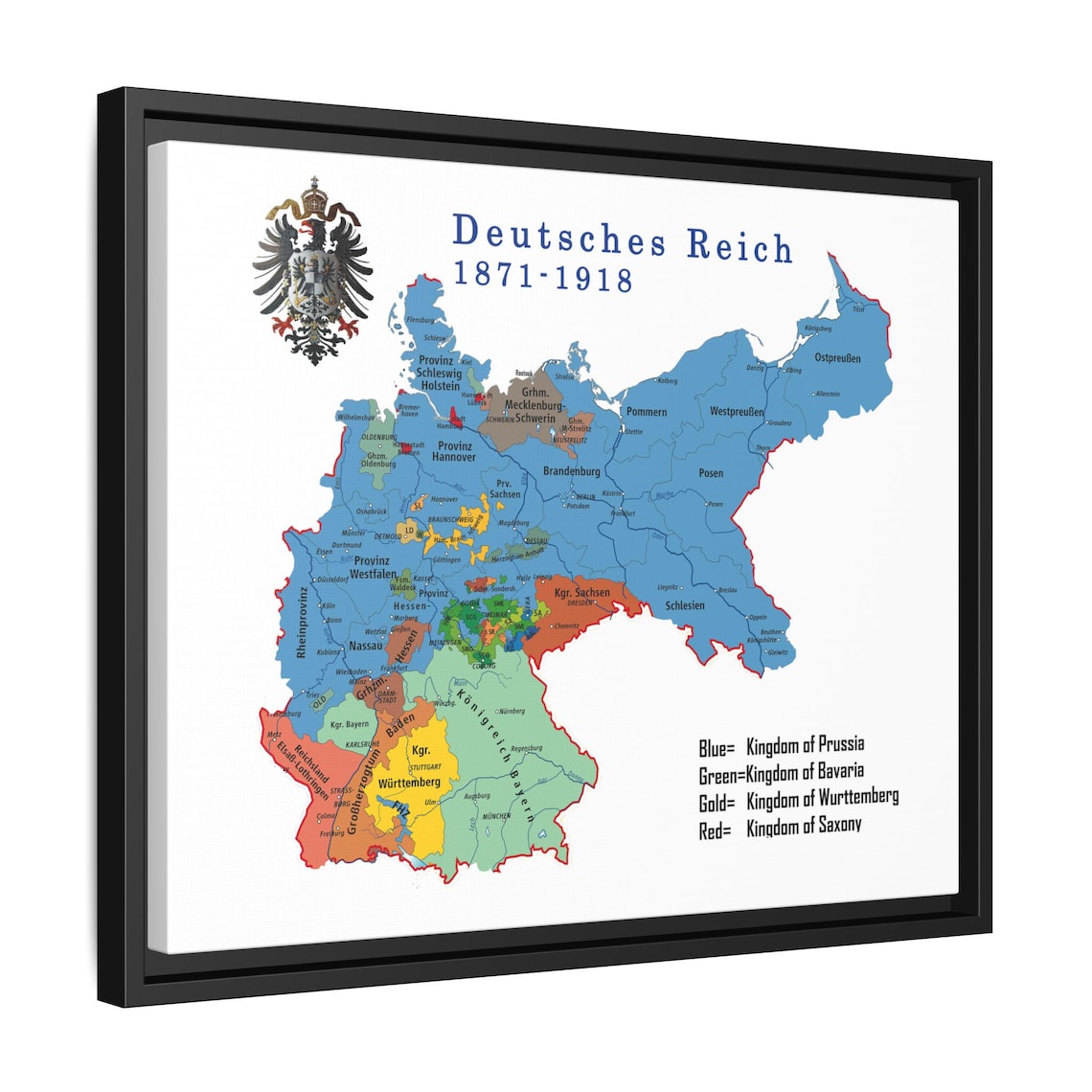 Map of Germany 1871 to 1918 Framed Canvas - Etsy