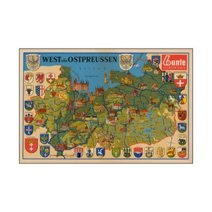 Pictorial Map of East and West Prussia, 1937...matte Poster - Etsy