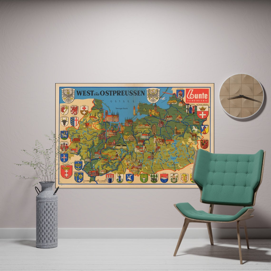 Pictorial Map of East and West Prussia, 1937...matte Poster - Etsy