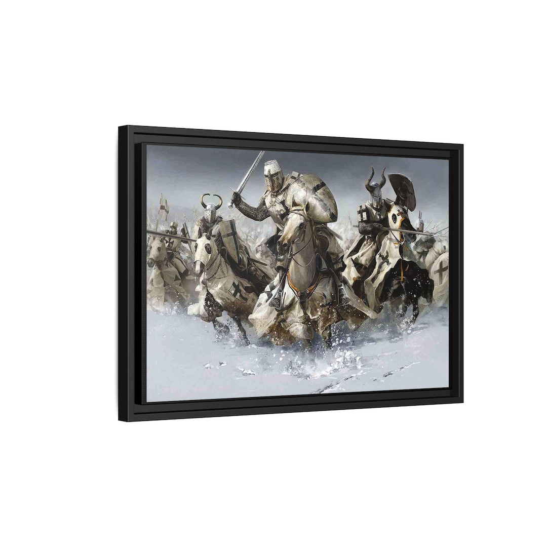Teutonic Knights Framed Canvas- Grandmaster Leading the Charge, Prussia ...
