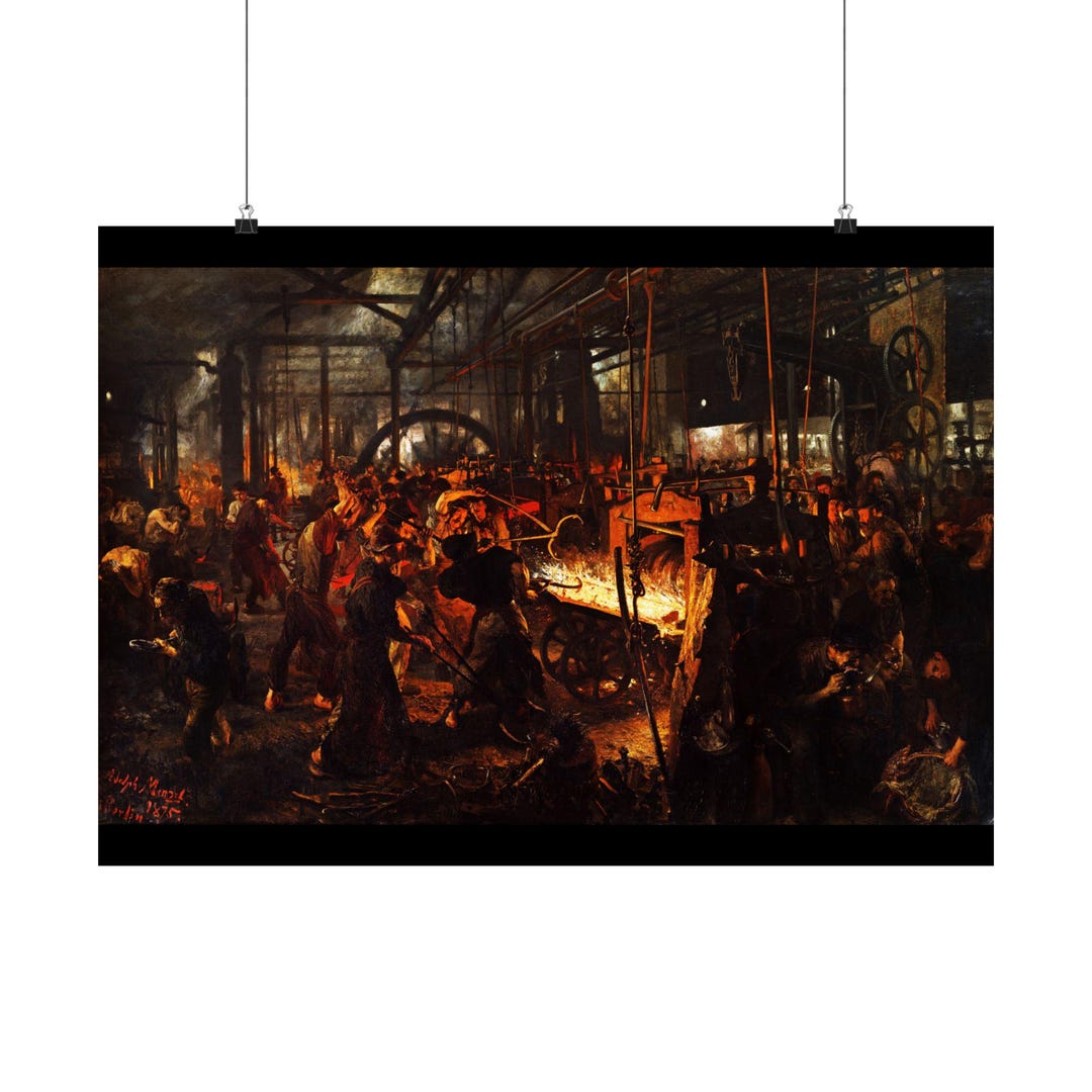 The Iron Rolling Mill, 1875 by Adolph Menzel ...premium Matte Posters ...