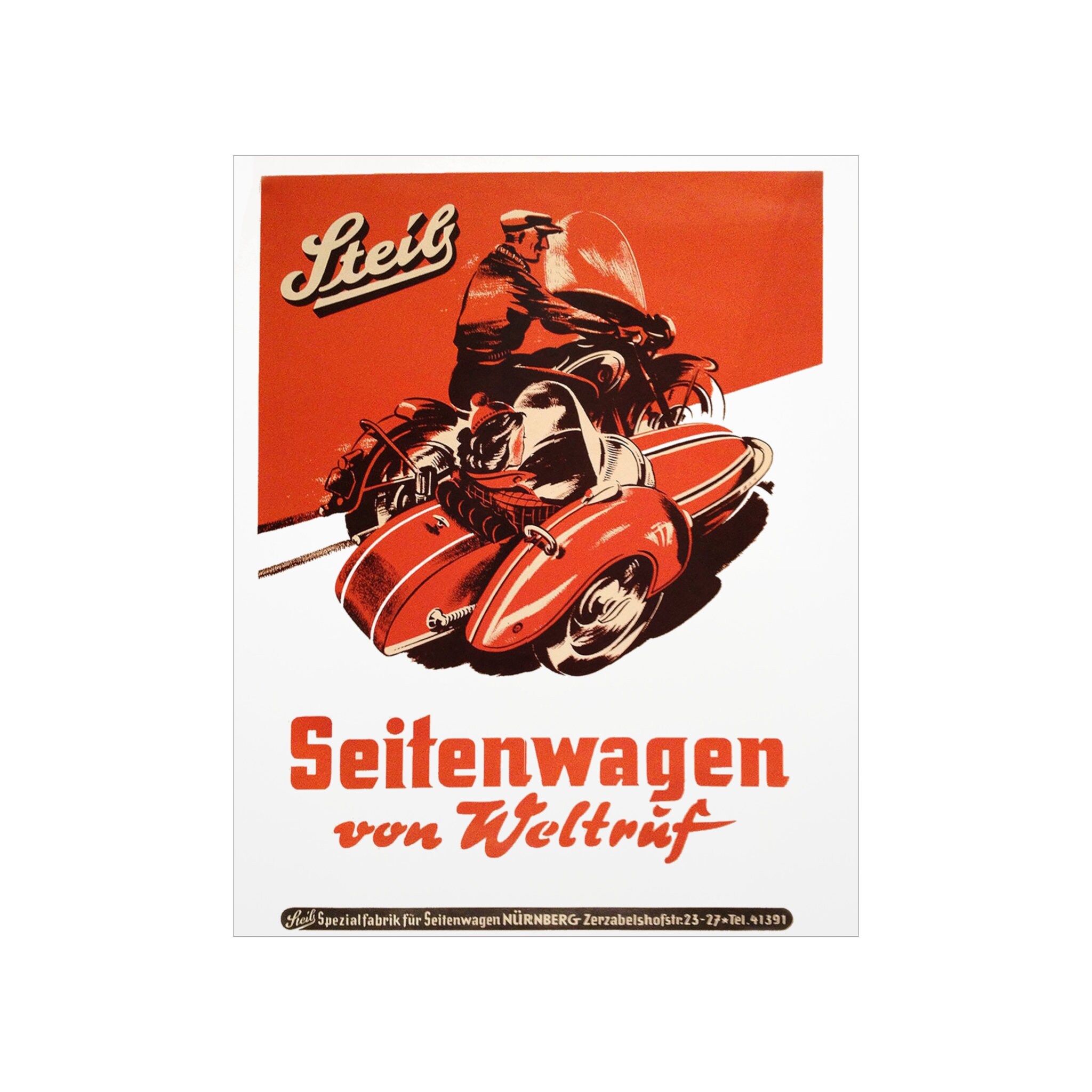 Steib Motorcycle Sidecar Poster: 1930s Nuremberg Advertisement - Etsy