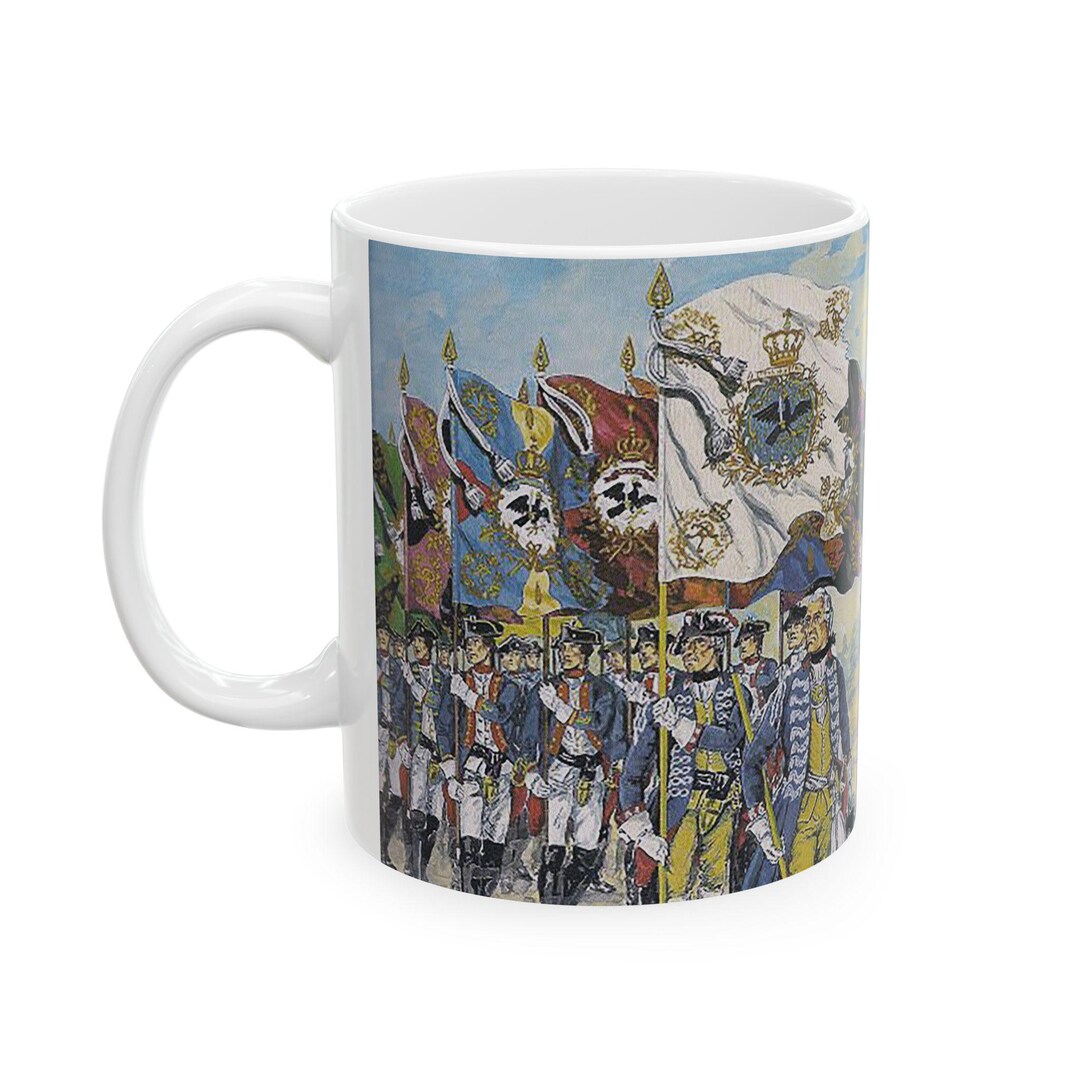 Parade of Prussian Flags 1750s Era, Frederick the Great Regimental Flags, Ceramic Mug 11 Oz ...