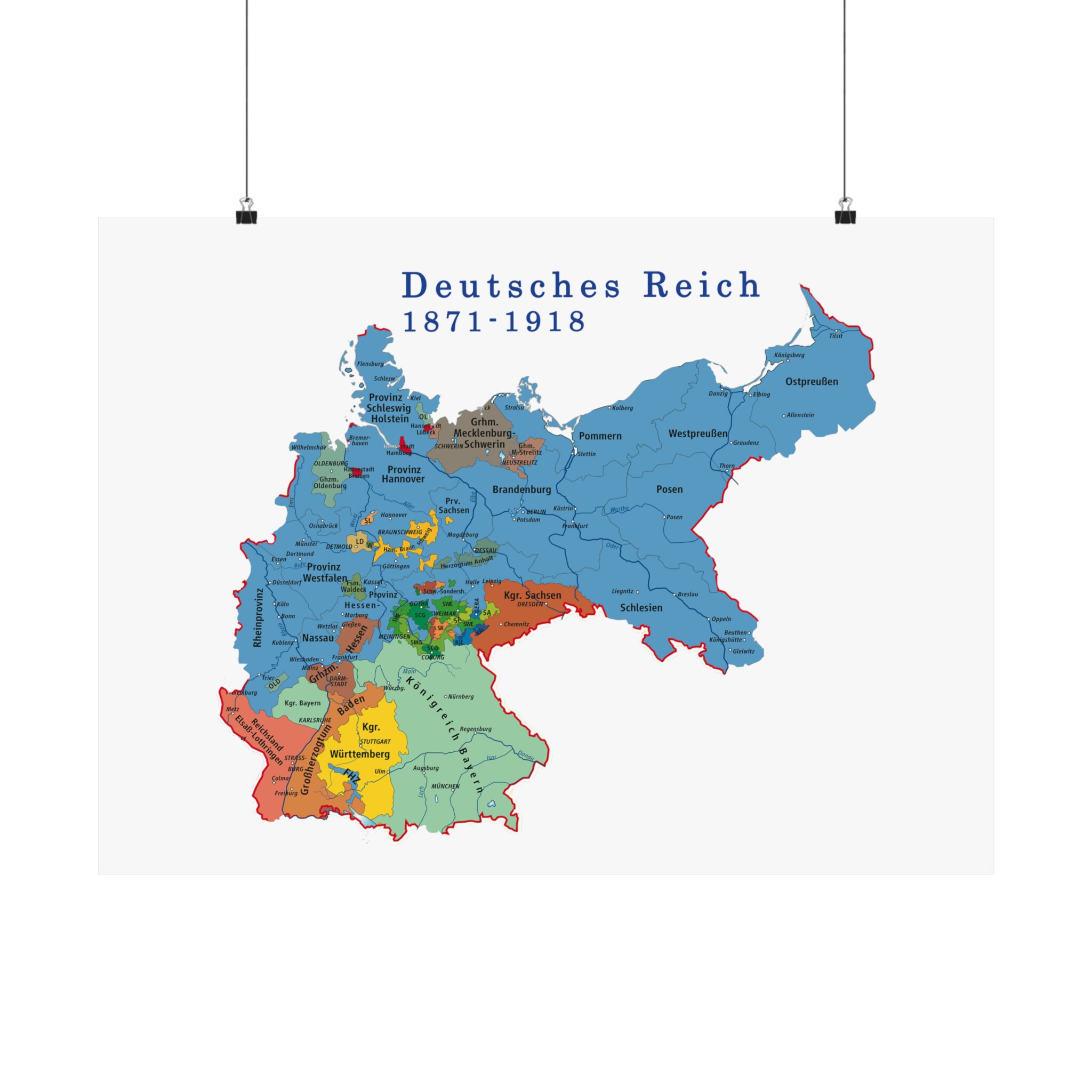 Map of Germany, 1871 to 1918...matte Horizontal Posters - Etsy
