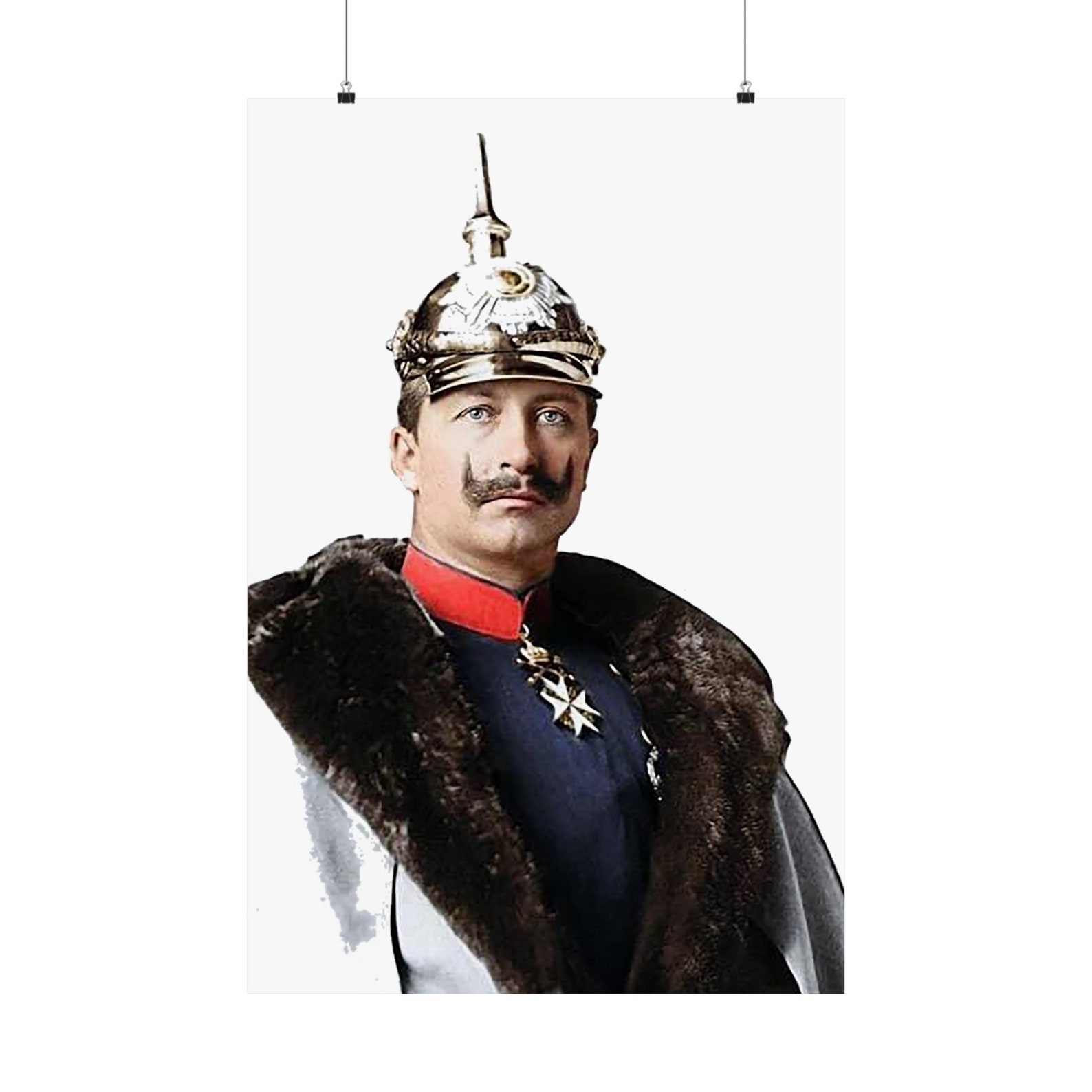 Kaiser Wilhelm II Portrait: Prussian Army Uniform, Pickelhaube Helmet ...