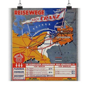 German Map 1930s, Routes to East Prussia...matte Vertical Posters - Etsy