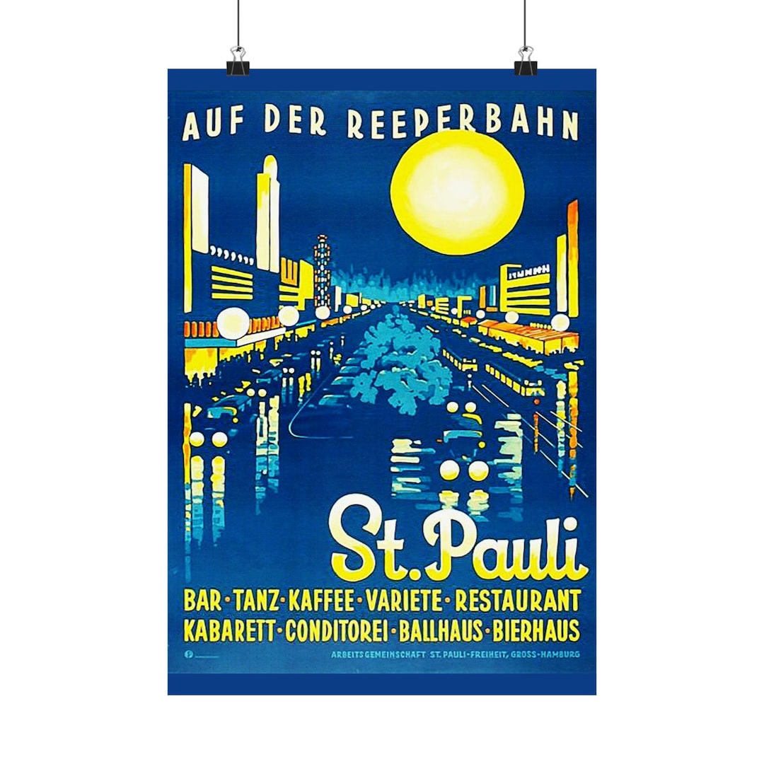 Hamburg St. Pauli Reeperbahn 1930s Matte Vertical Poster - Etsy