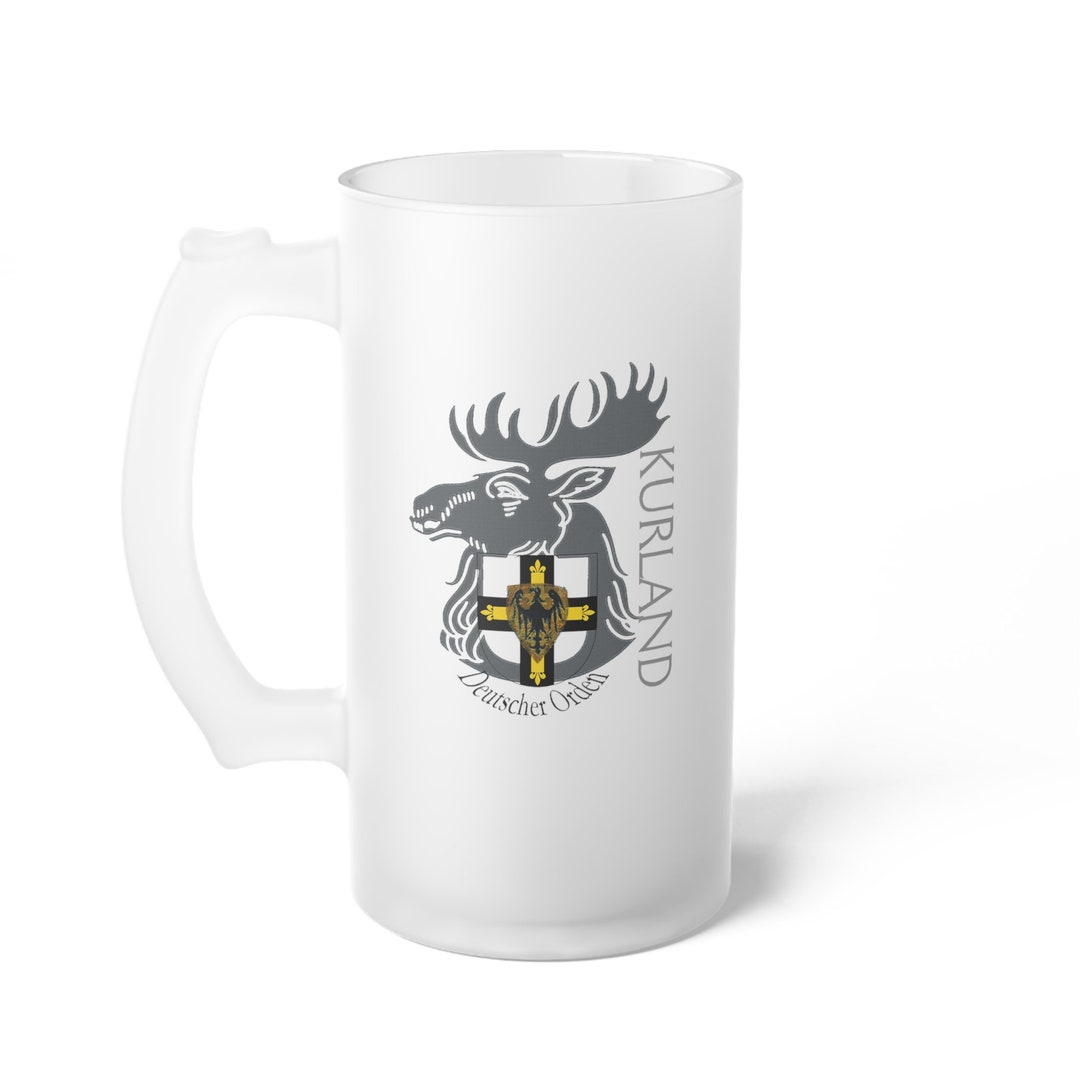 Kurland Moose Head Symbol With Teutonic Knights Shield... Frosted Glass ...
