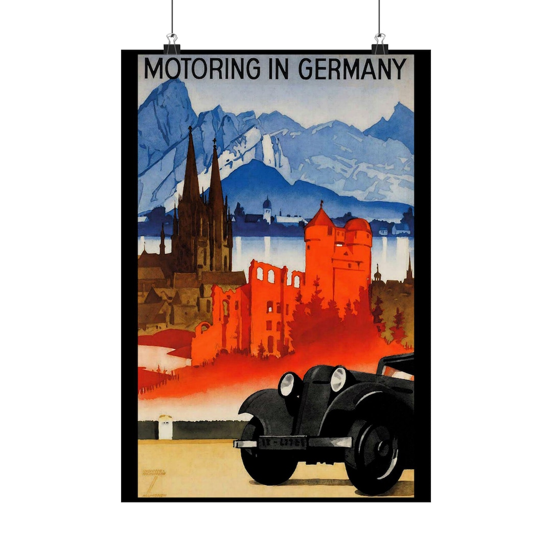 Vintage Germany Travel Poster: 1920s Motoring Art Print - Etsy