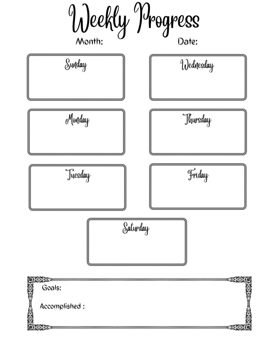 Weekly Progress Tracker - Etsy