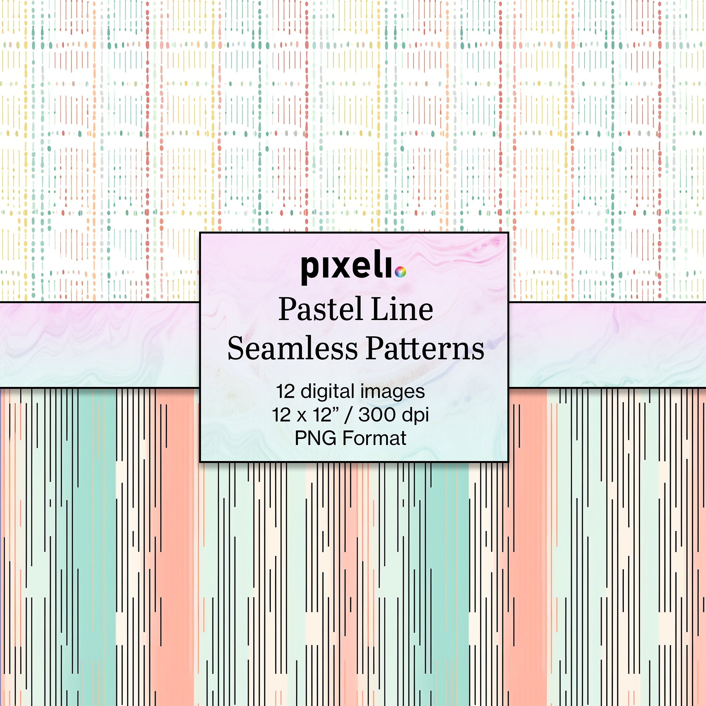 Pastel Line Seamless Patterns 12 Digital Seamless Patterns Digital ...