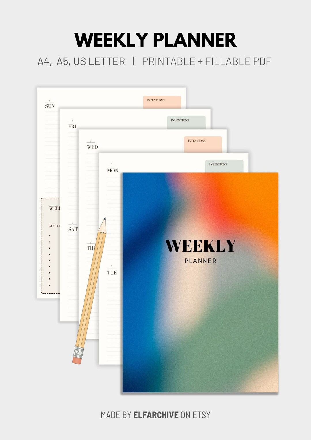 Weekly Planner Printable Undated Planner Weekly Planner - Etsy