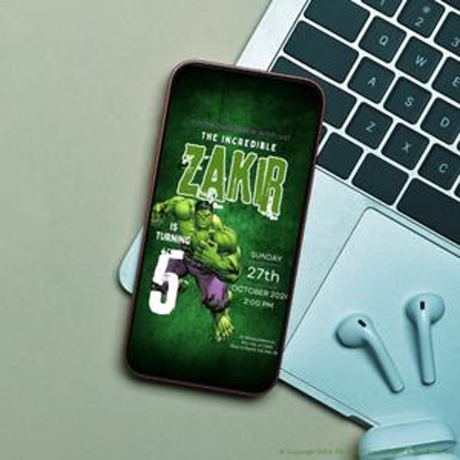 Hulk Birthday Invitation Bundle, Hulk Kids Party Invitation, Hulk Party ...