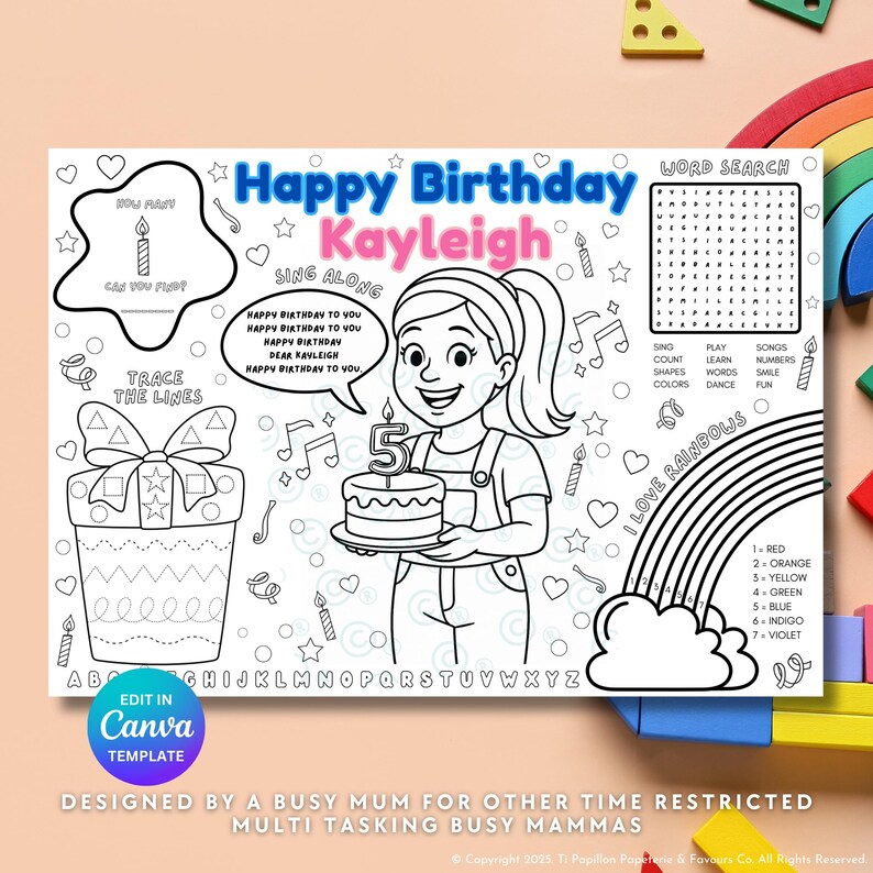 Teacher Activity Sheet Activity Sheet for Kids, Birthday Printable ...