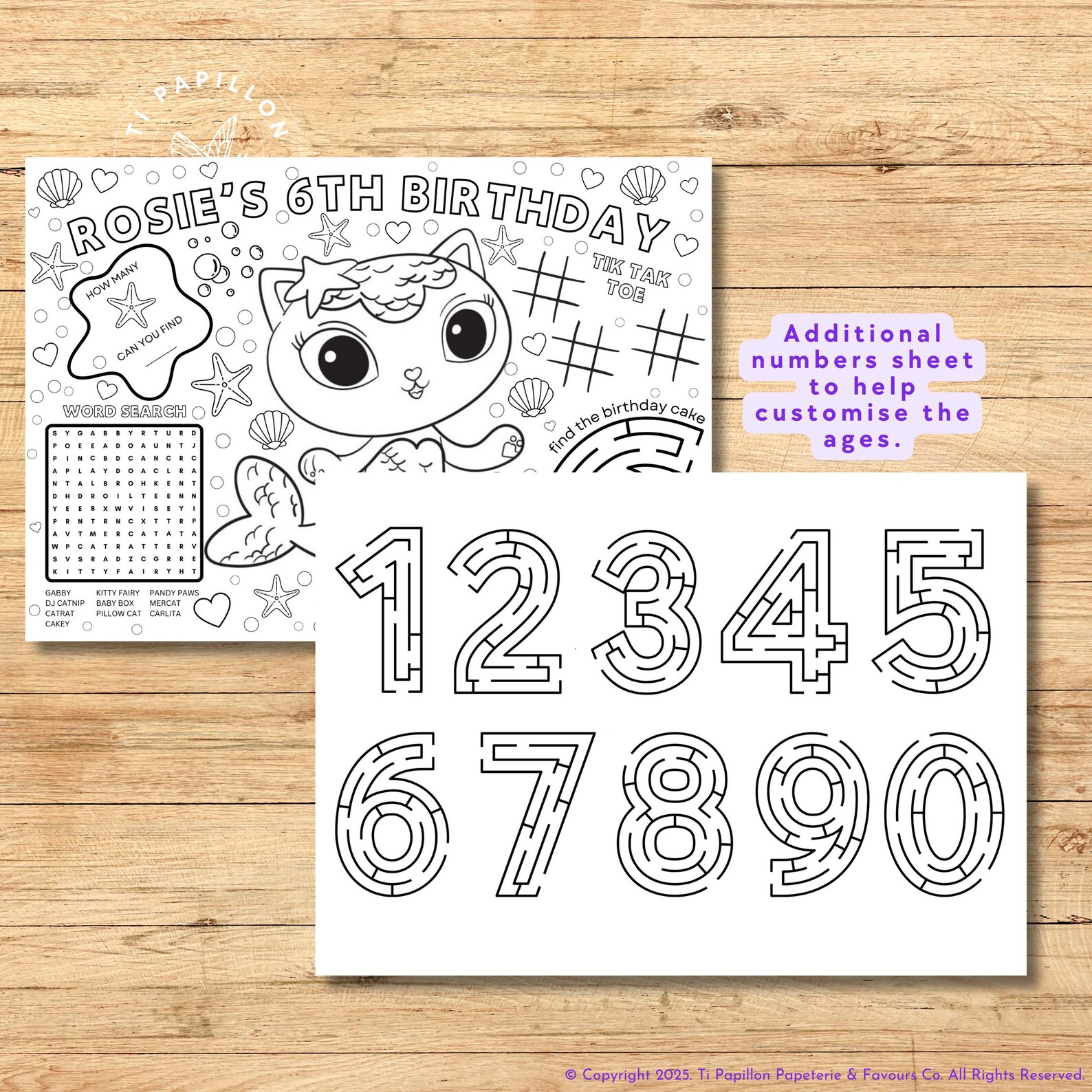 Gabbys Dollhouse Mercat Coloring Page, Printable Custom Birthday ...
