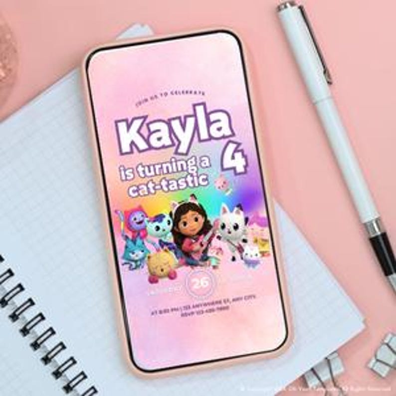 Gabby Dollhouse Invitation, Editable Invitation Template, Gabby ...